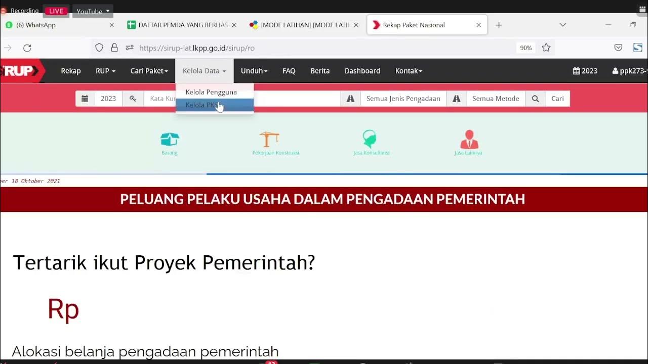 Demo input RUP Tahun 2023 di aplikasi SIRUP bagi Pejabat Pembuat Komitmen, Pengguna Anggaran dan ...
