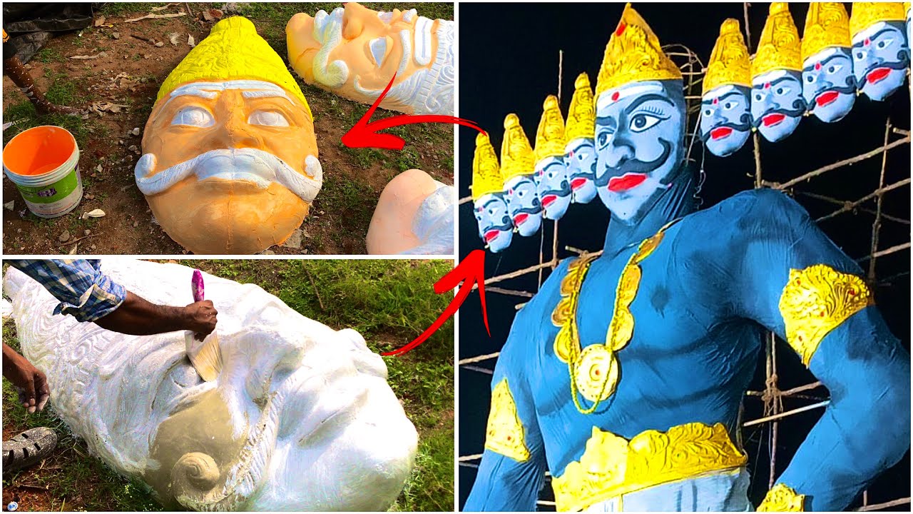 RAVAN STATUE MAKING IN KHAIRATABAD GANESH BACK SIDE FULL DETAILS - YouTube