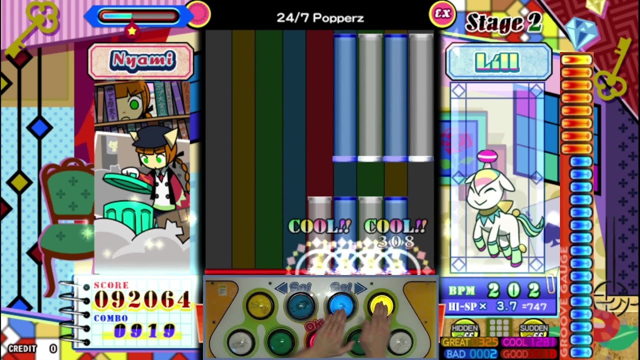 [pop'n music] 24/7 Popperz (EX) 2BAD (手元付き) - YouTube