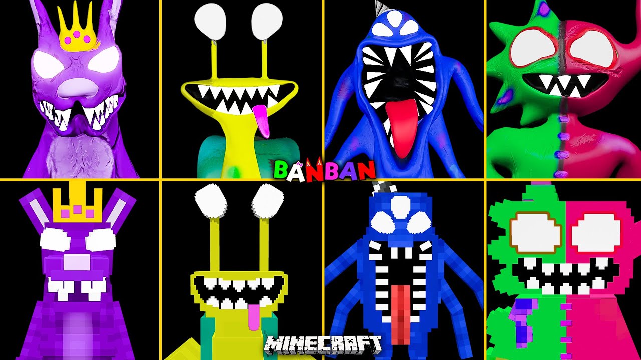 Garten of Banban 6 ALL JUMPSCARES vs MINECRAFT | Evil Nabnab, Evil ...