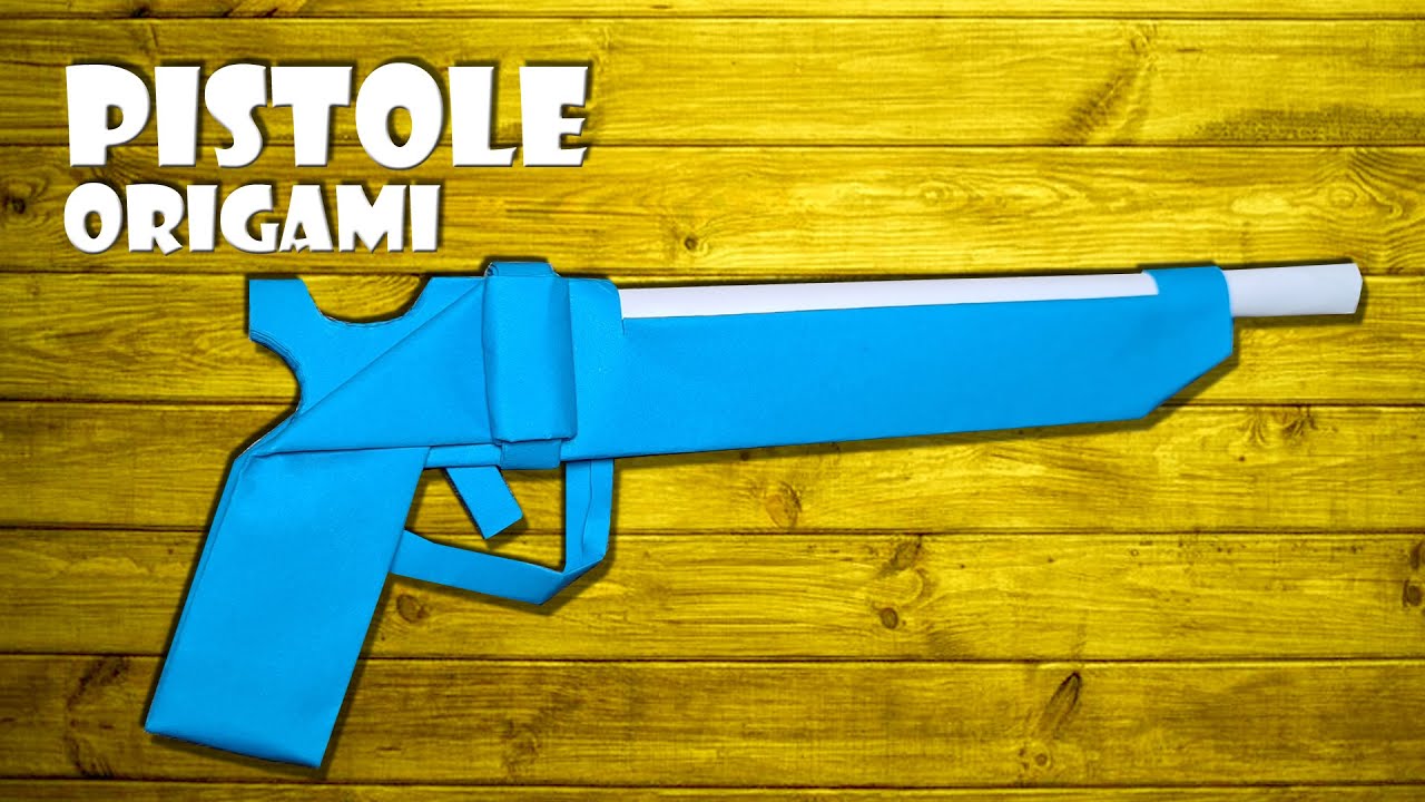 Pistole Origami falten Spielzeug basteln aus A4 Papier - paper gun ...