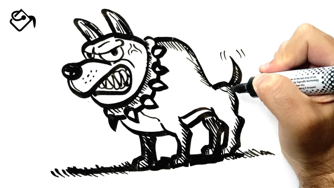 Comment dessiner un chien ENRAGÉ dessin de chien FACILE à faire - YouTube