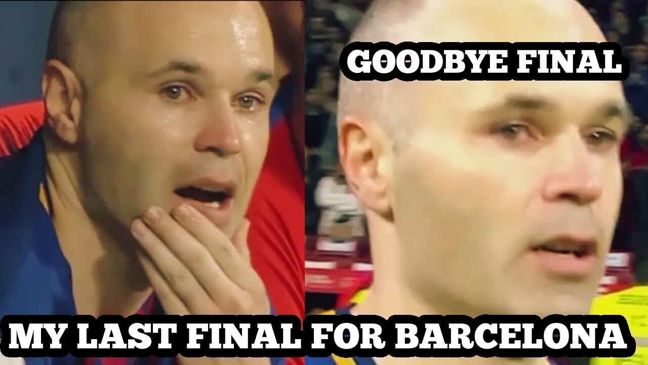 INIESTA CRYING AFTER COPA DEL RAY FINAL ⚫ LAST FINAL FOR FC BARCELONA ...