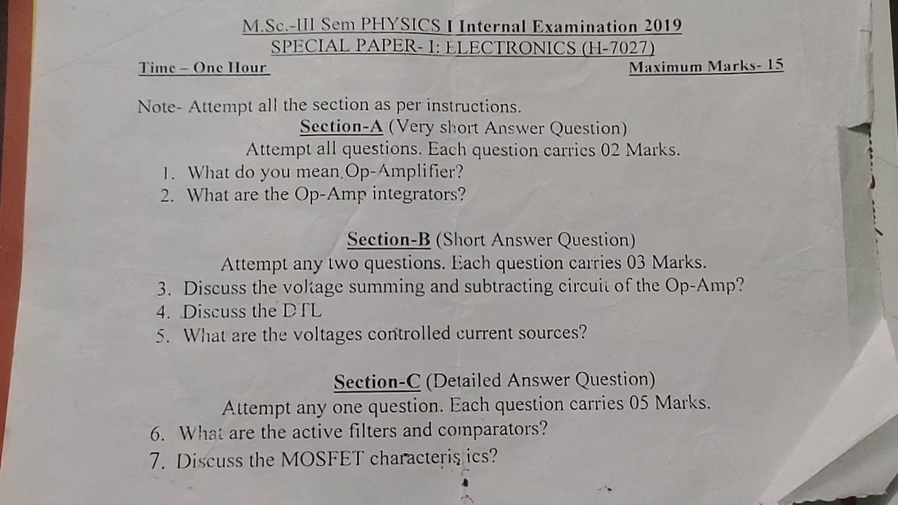electronics sample paper - YouTube