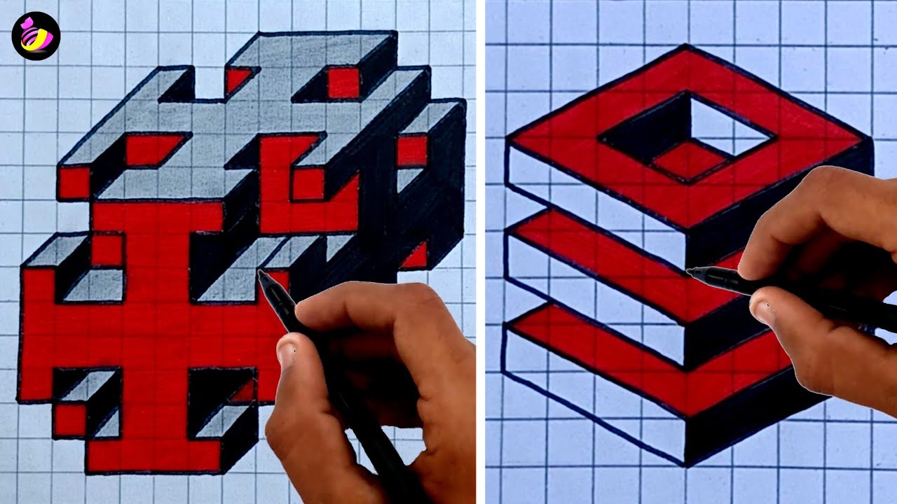 How to Draw 3D Impossible Shapes 🔴 3D Drawing / Dibujos 3D | Ashar 2M ...
