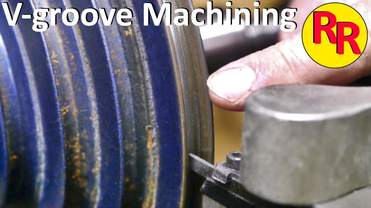 Machining a v-groove into a round leather belt pulley - YouTube