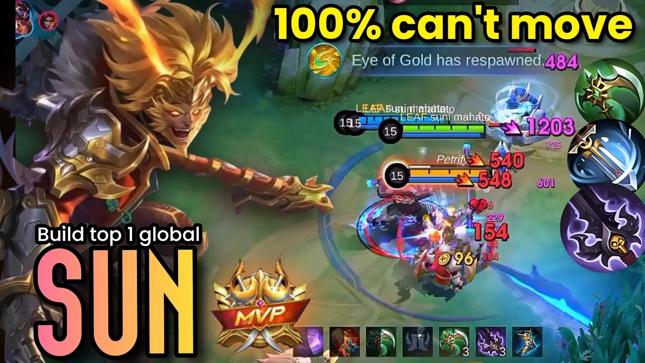 100% Can't Move!! Insane Skill Combo Sun!! Build Top 1 Global 2025 ...
