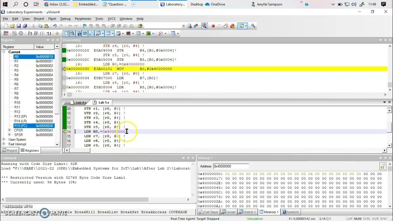ARM7 - LPC2148 - Keil 4 - Auto Indexing (Pre Increment) - YouTube