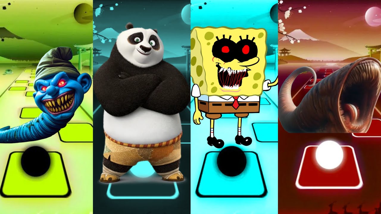 Smurfs worm exe vs Kung fu panda vs Spongebob Exe transformation vs ...