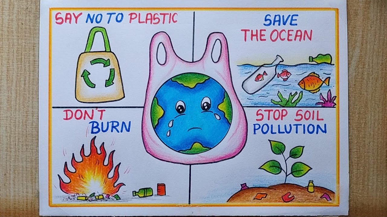 International Plastic Bag free Day Poster drawing easy, 3rd July| Say ...