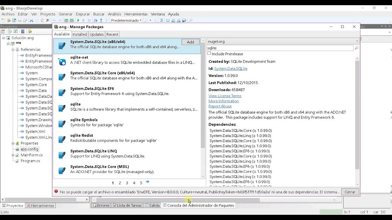 Instalar Sqlite en SharpDevelop 5 (método aun por comprobar) - YouTube