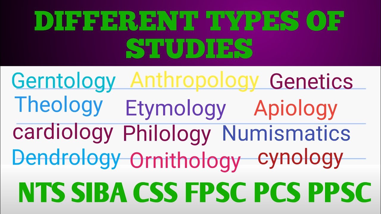 Different types of studies and their names || A list of different types ...