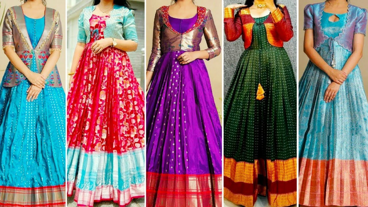 pattu Long Frock Coat Model Designs😍Latest Long Frocks - YouTube