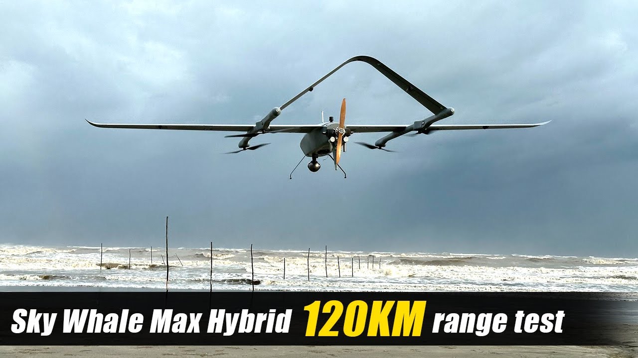 120KM! Sky Whale Max hybrid VTOL range test over sea against Typhoon ...