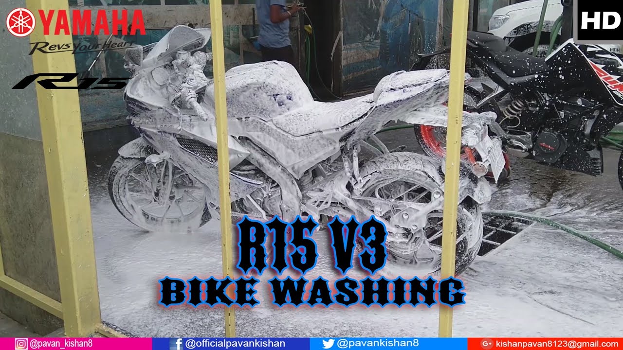 YAMAHA R15 V3 (VVA) Foam Washing | Full Wash - YouTube