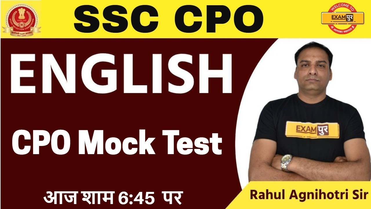 SSC/ CPO || MOCK TEST || English || By Rahul Agnihotri sir ||CPO Mock ...