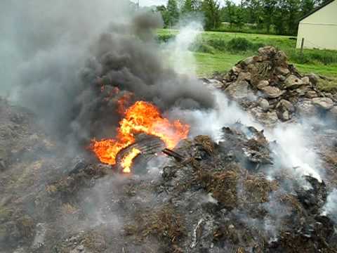 Burning old hay 2010 - YouTube
