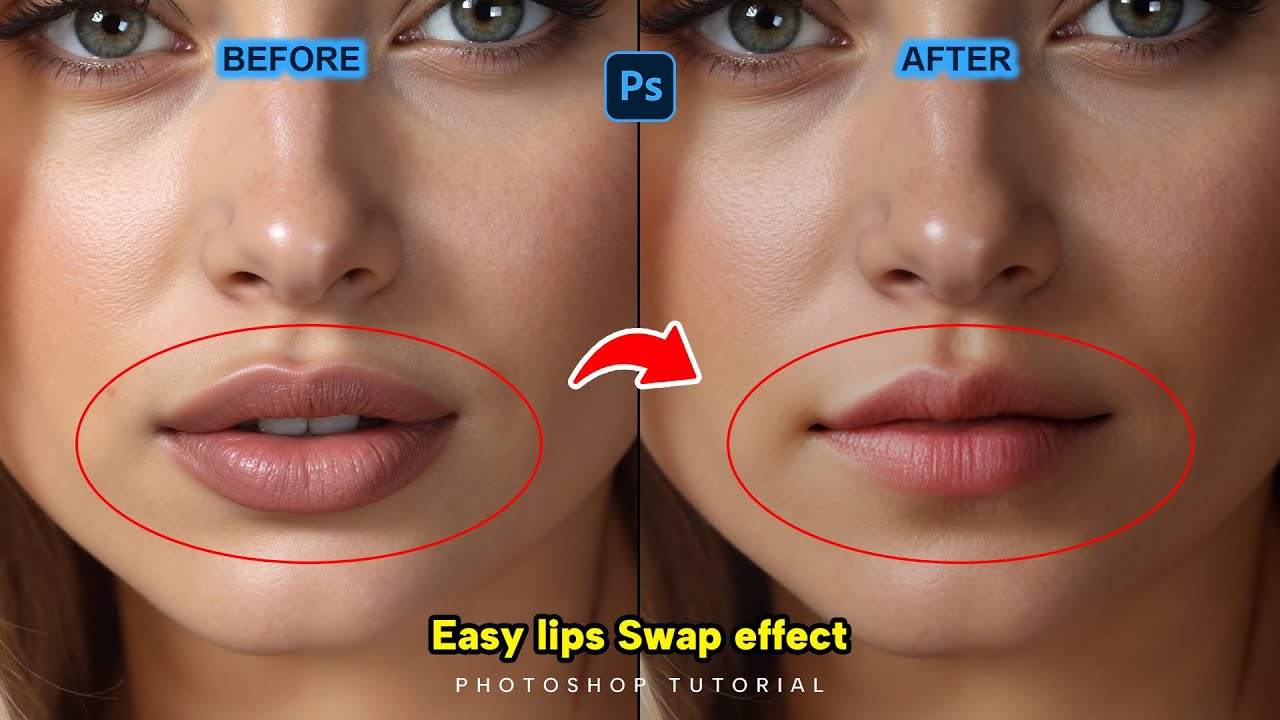 Realistic Lips Swap Effect in Photoshop 2026 | Step-by-Step Tutorial # ...
