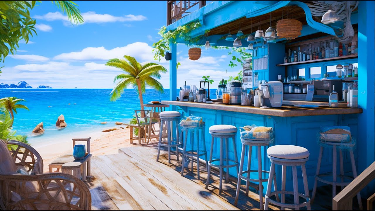 Positive Morning Coffee Shop Ambience - Seaside Cafe Ambience, Bossa ...