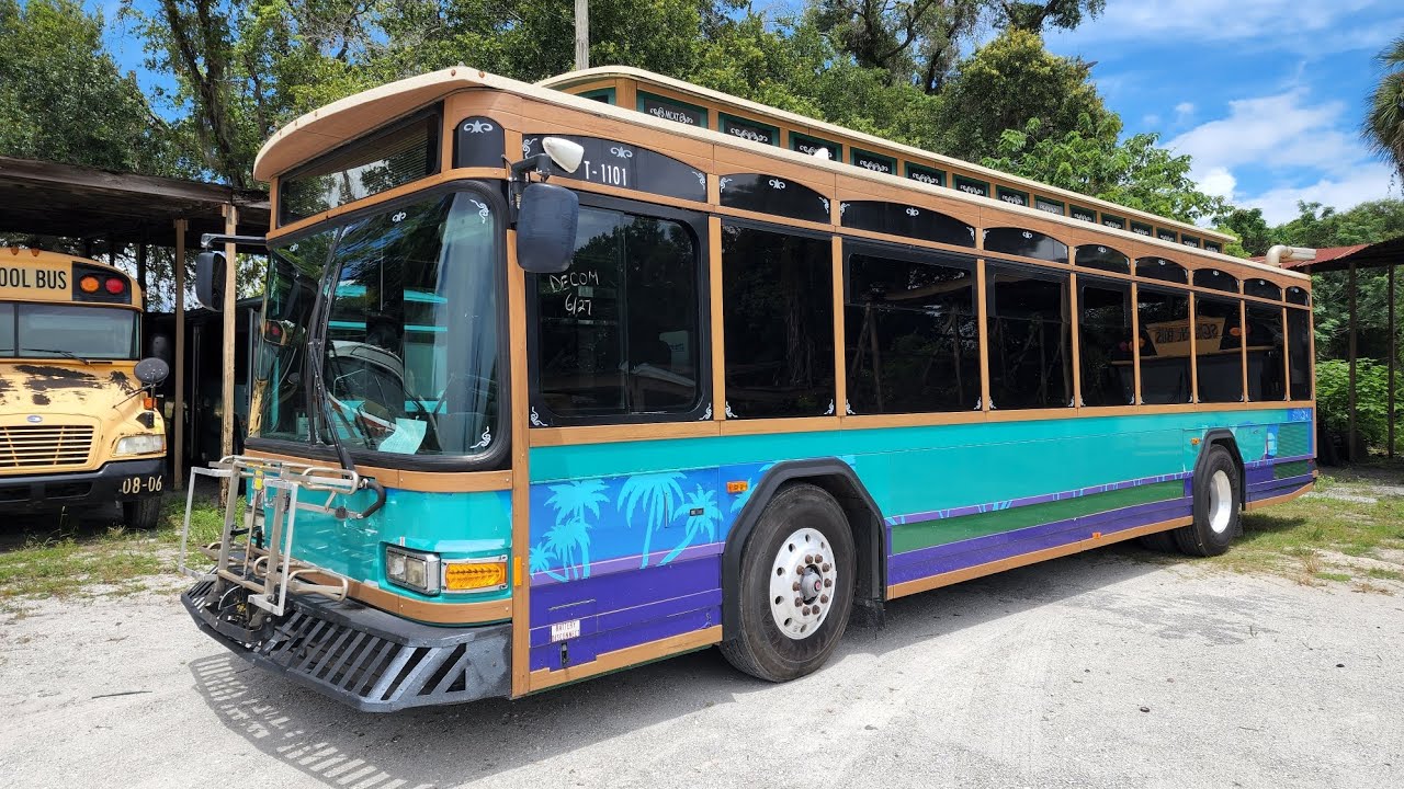 2011 Gillig Trolley Bus with a huge Red Cummins Engine - YouTube