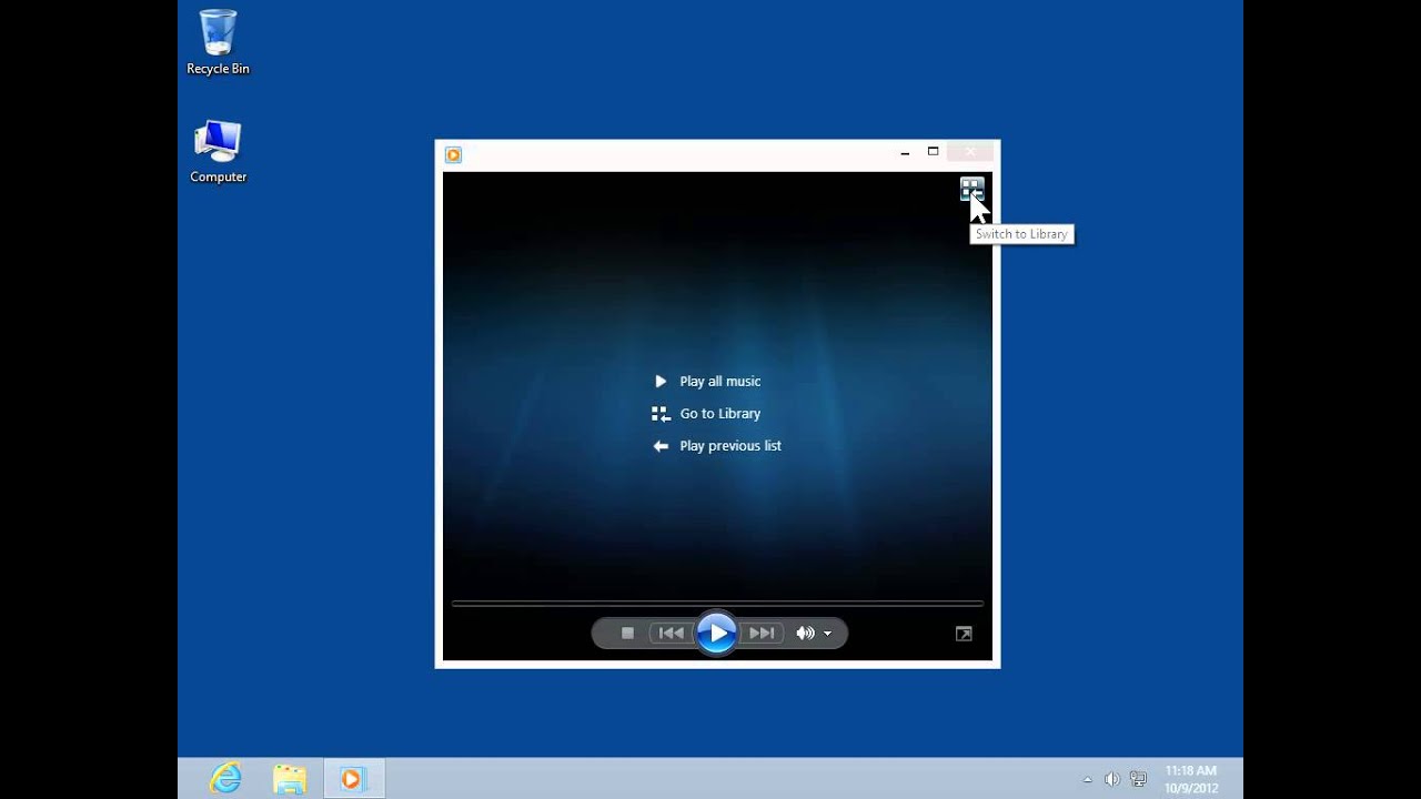 Windows 8.0 Professional -Switch to Now Playing Mode in WMP - YouTube