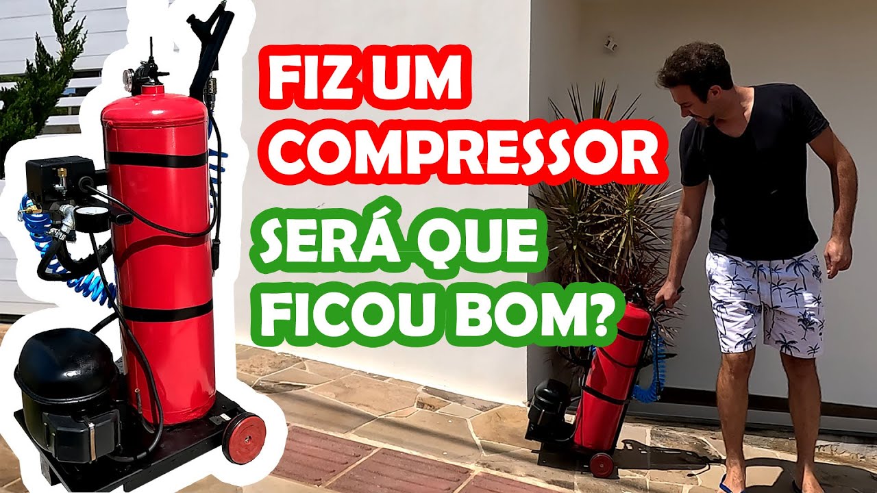COMPRESSOR DE AR CASEIRO - Com motor de Geladeira e Cilindro de ...