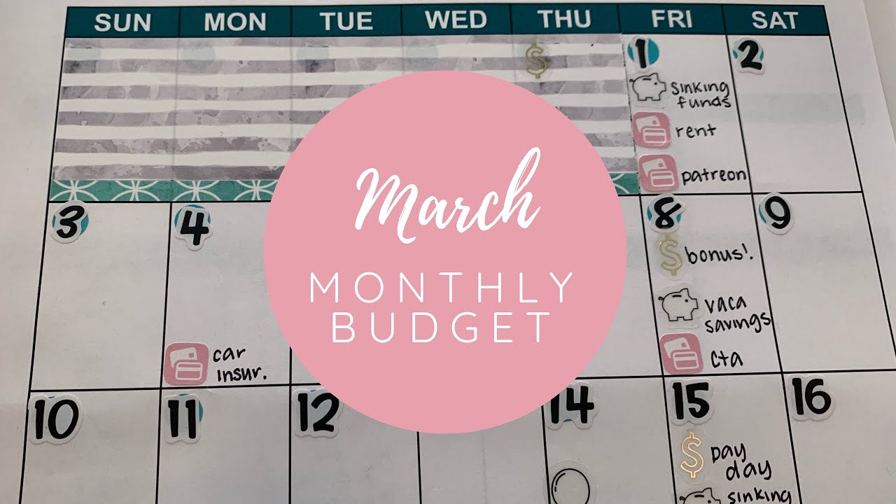 March Monthly Budget | Budget by Paycheck Workbook - YouTube