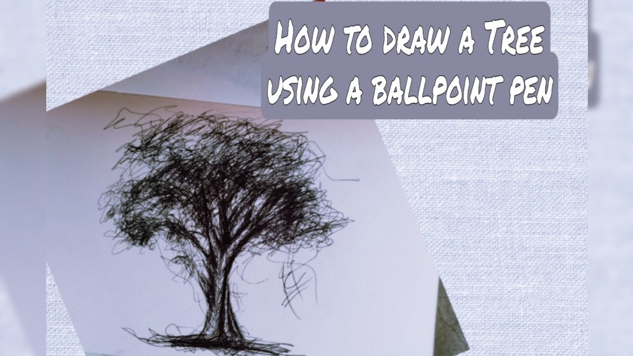 How to draw a Tree /Ballpoint pen sketch for beginners/ drawing ...