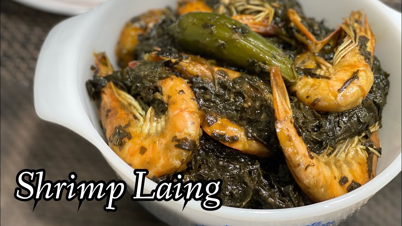 EASY SHRIMP LAING / DRIED TARO LEAVES IN COCONUT MILK - YouTube