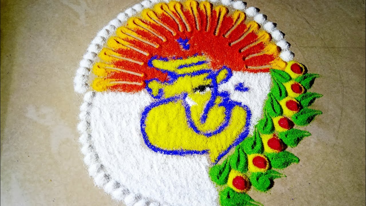 simple ganpati rangoli design|easy Ganesh chaturthi rangoli designs ...