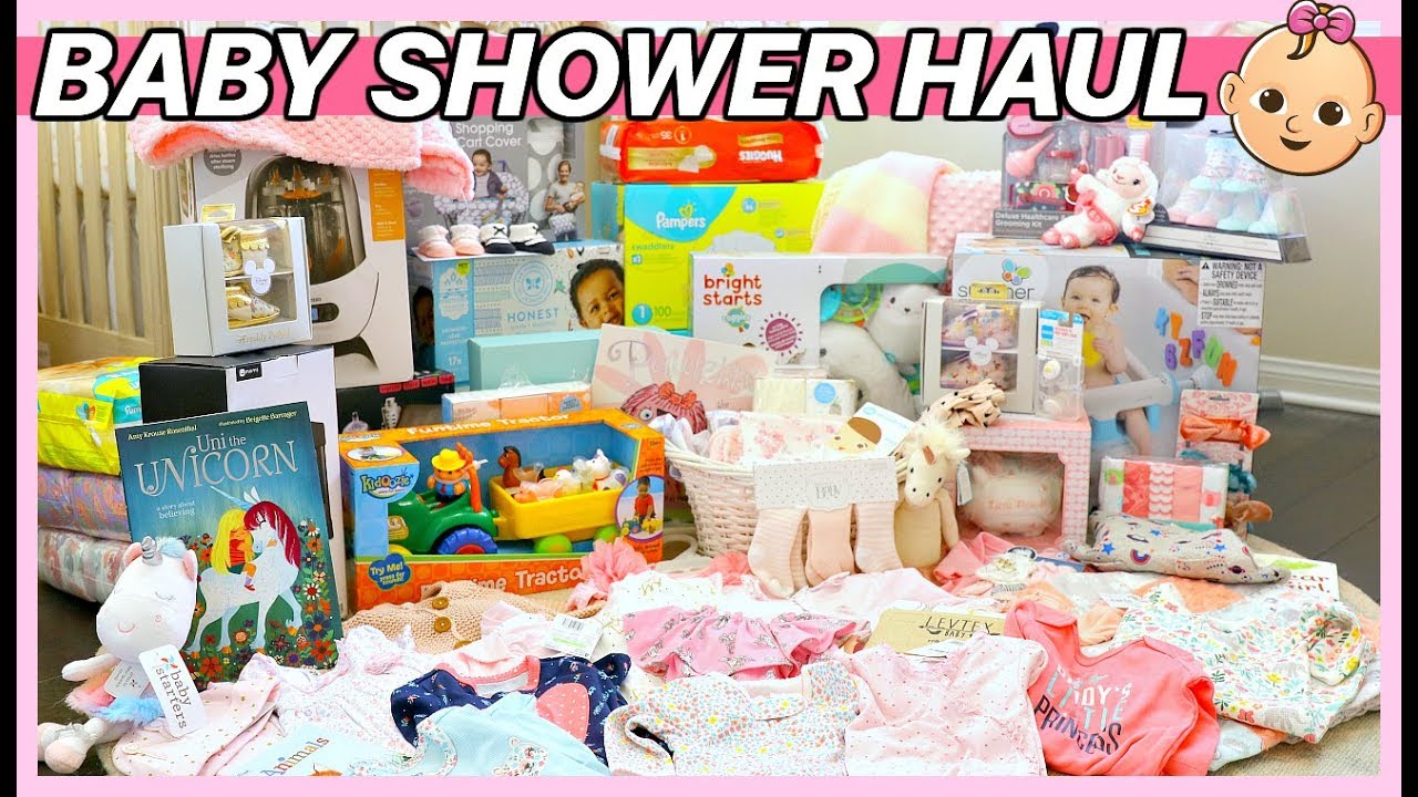 HUGE BABY SHOWER HAUL + WHY WE CHOSE BABY GIRL'S NAME! - YouTube