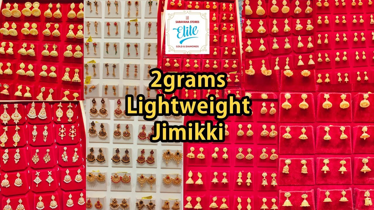 2grams Lightweight Jimikki Latest Designs | Stone Earrings | Saravana ...