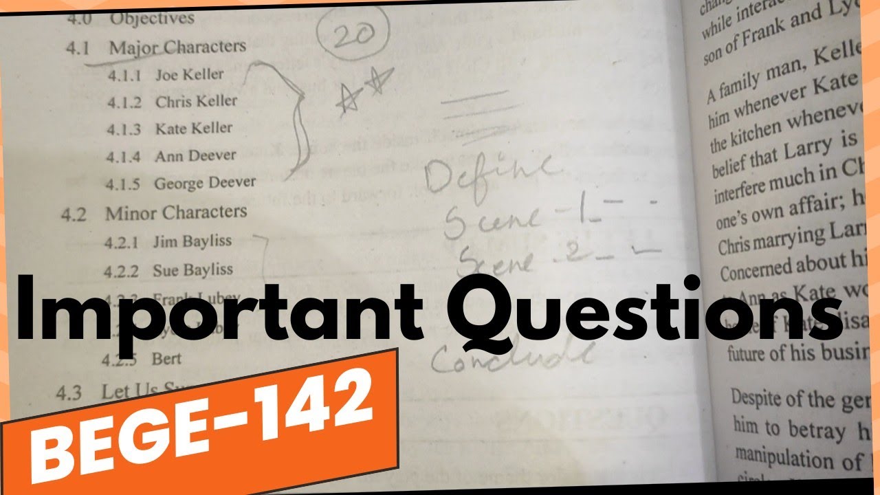 BEGE-142 Important Questions for the Exam// Last minute Preparation For ...