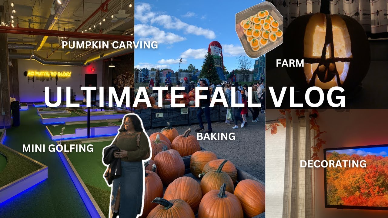 ULTIMATE FALL VLOG l Farm, carving pumpkins, mini golf, decorating ...