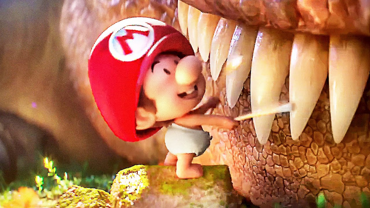 "Baby Mario plays the drums on a T-Rex's teeth" THE SUPER MARIO GALAXY ...