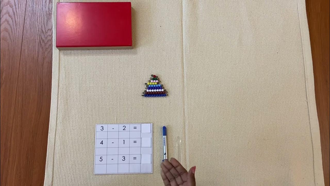 Montessori (Mathematics) Subtraction using short bead stair and card ...