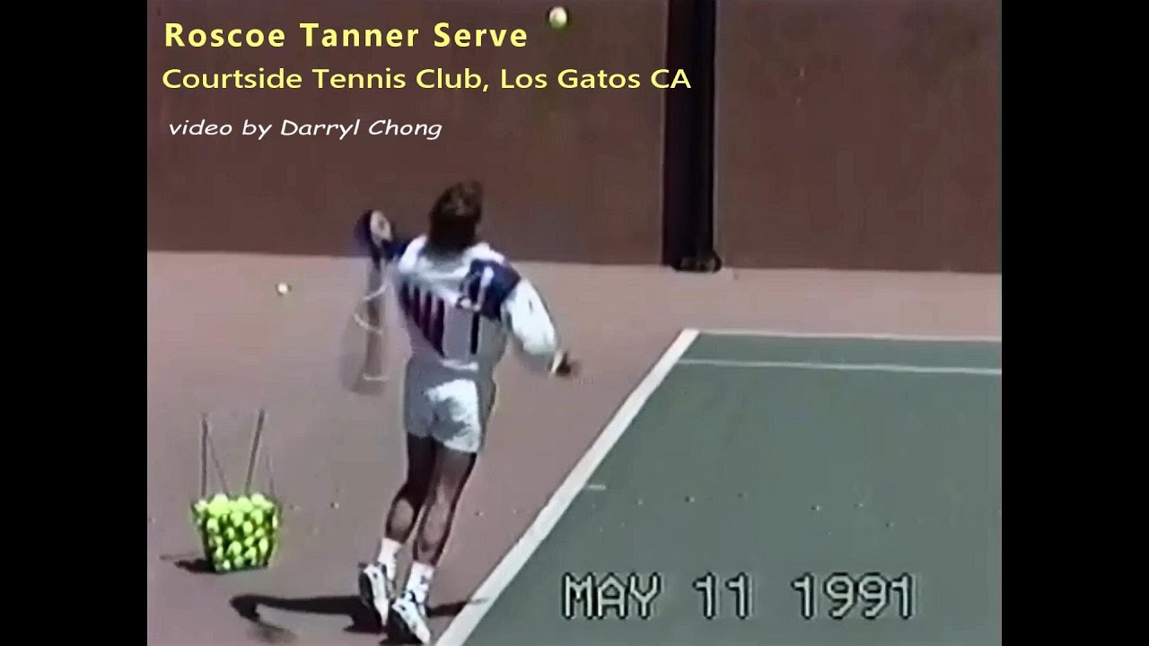 Roscoe Tanner Demonstrates His Tennis Serve Toss at the Apex, 1991 ...