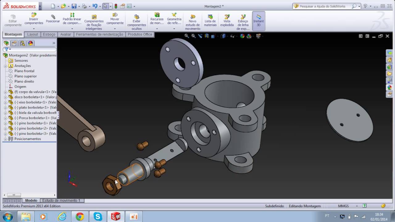 Vista Explodida e Video da Valvula Borboleta Solidworks 2016 - YouTube