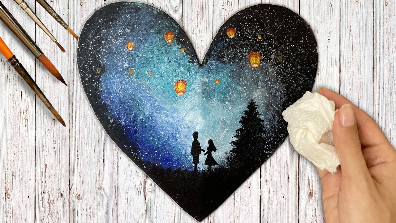 acrylic night sky painting | toilet paper painting night sky | painting ...