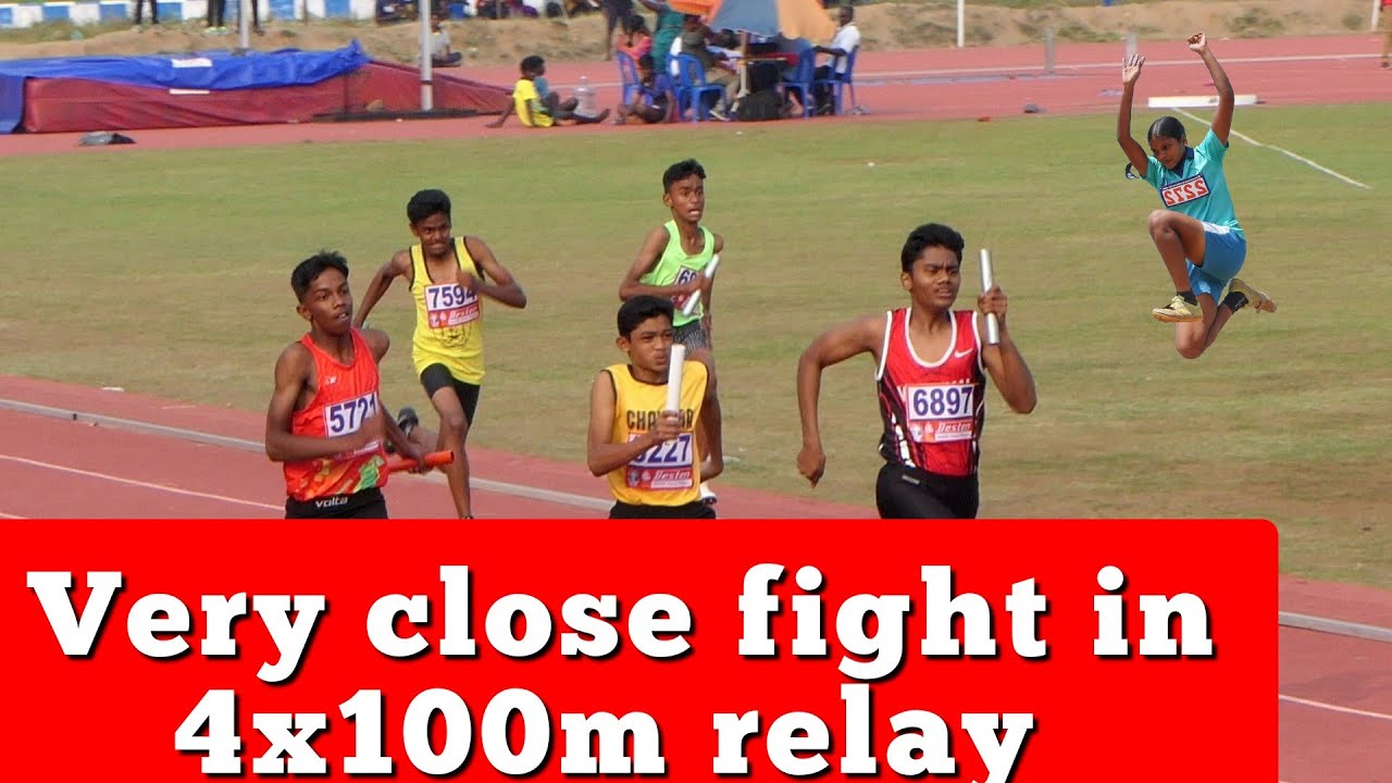 Close fight in Boys under 14 years 4x100m relay final || 63rd Republic ...