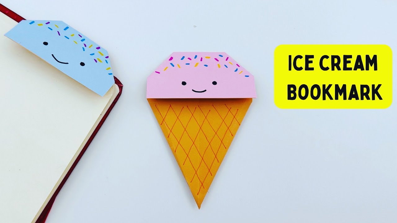 DIY Paper ICE CREAM Corner Bookmark!!! Paper Crafts For School ...