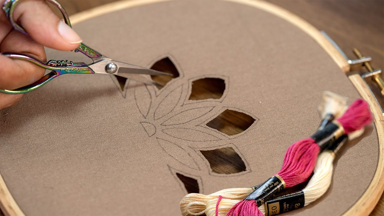 Beautiful Cutwork Flower Embroidery - YouTube