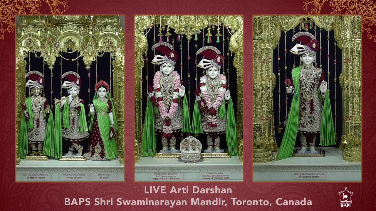 LIVE Sandhya Arti - BAPS Shri Swaminarayan Mandir - Toronto, Canada ...