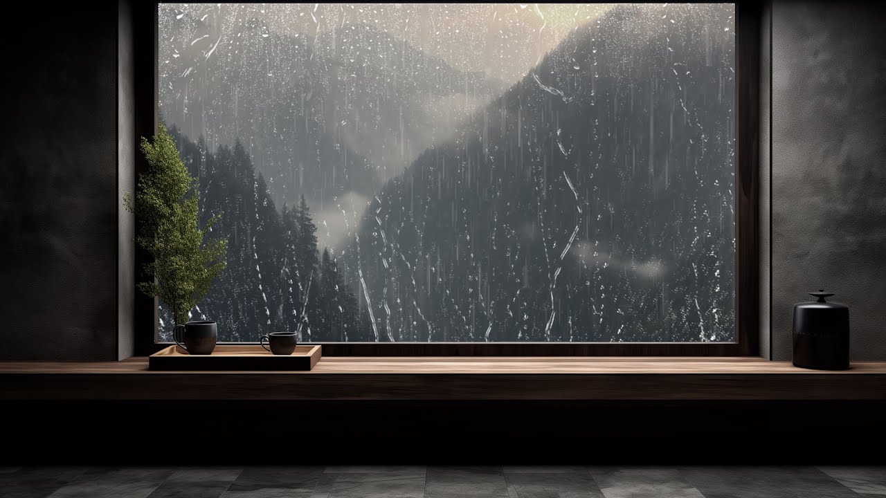 Pretty Window Sill on Rainy Day | Rain Thunder Window - YouTube