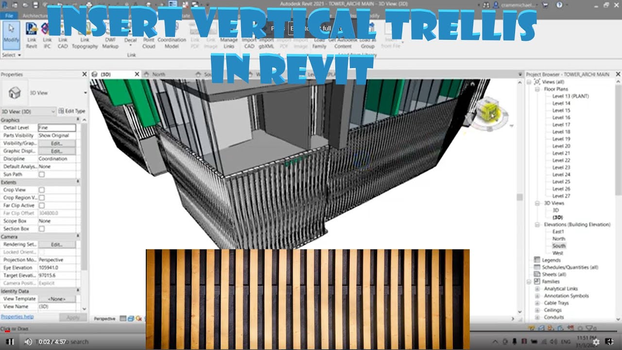 Create Vertical Trellis Using Curtain Wall In Revit - YouTube
