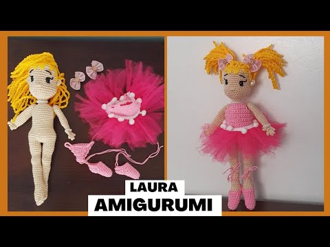 Laura uma linda Menina Amigurumi 🥰🙏 Cabeça e perna. Vídeo 1
