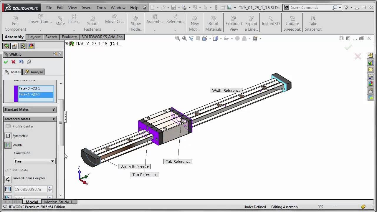 Tech Tip: SOLIDWORKS 2015 Tutorial - Width Mate Constraints - YouTube