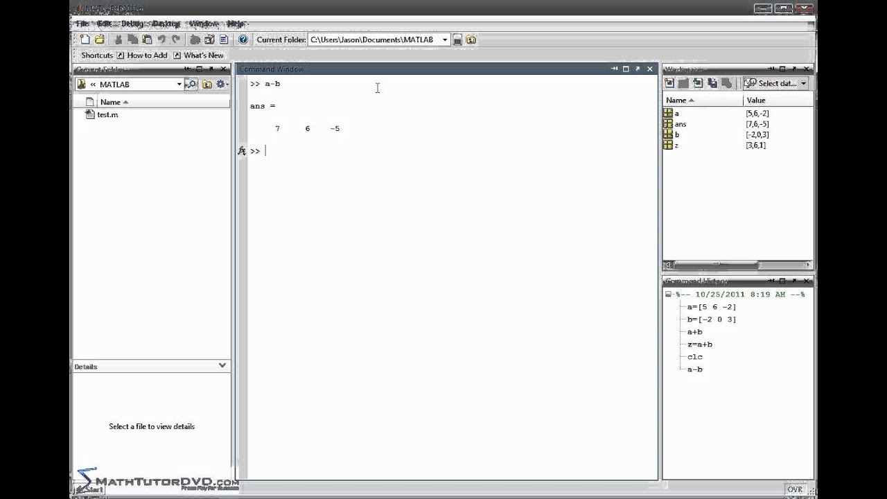 Matlab Sect 24 Adding And Subtracting Vectors And Multiplying Vectors By A Scalar Youtube