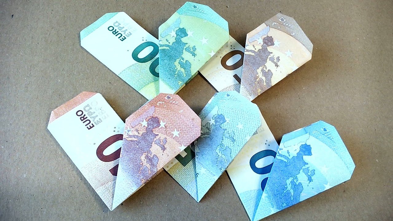 Herz aus 100-Euro Schein falten - Sehr einfache Anleitung - YouTube