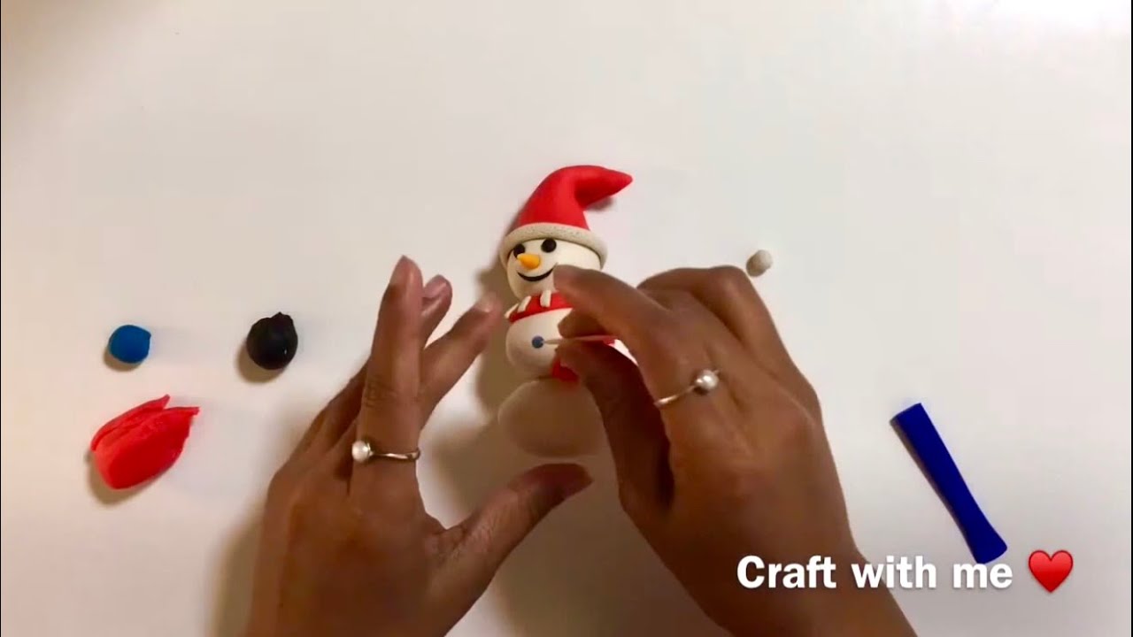 :) How to make a clay snowman model tutorial craft easy DIY - YouTube